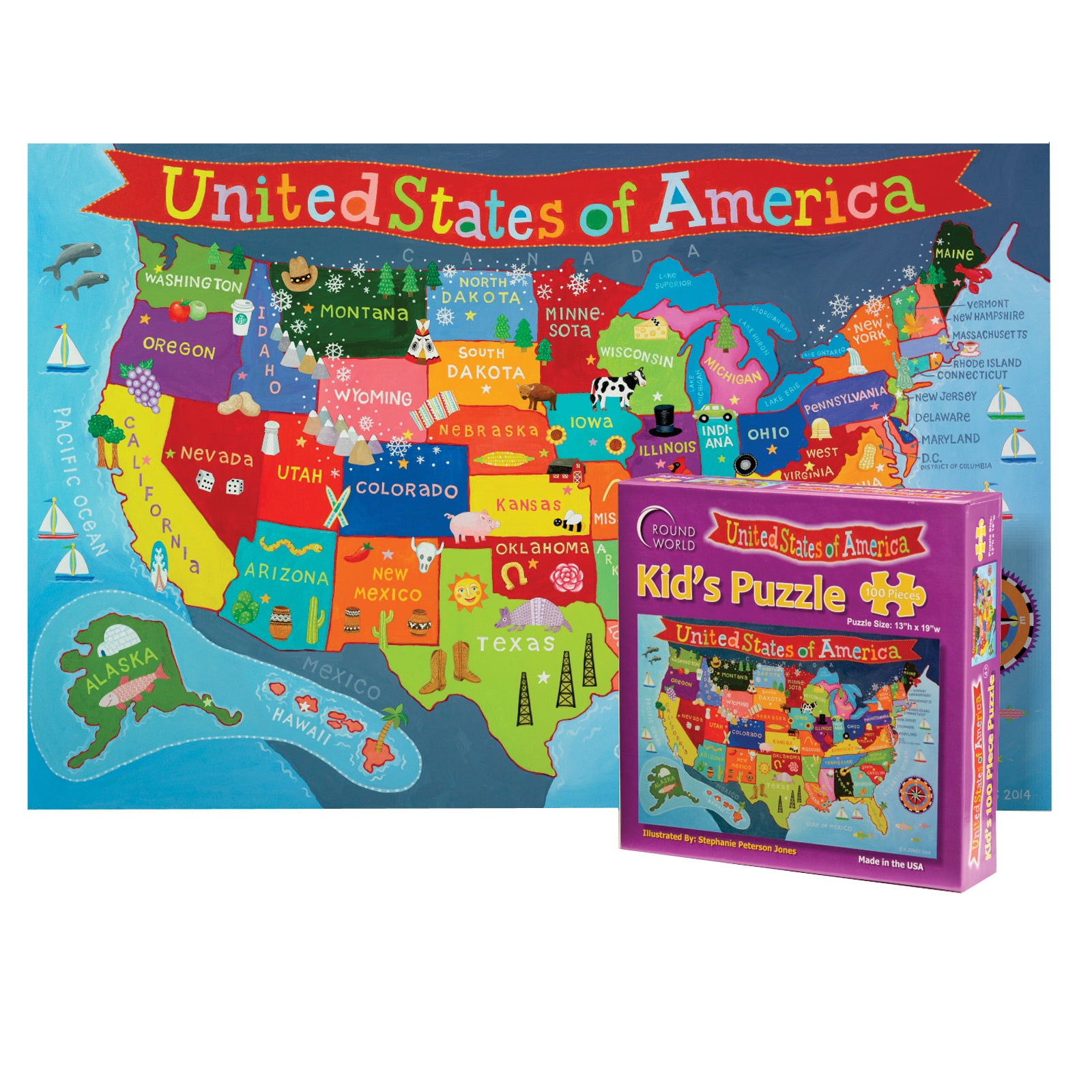 Round World Products USA Map Jigsaw Puzzle - 100 pc – Toys"R"Us