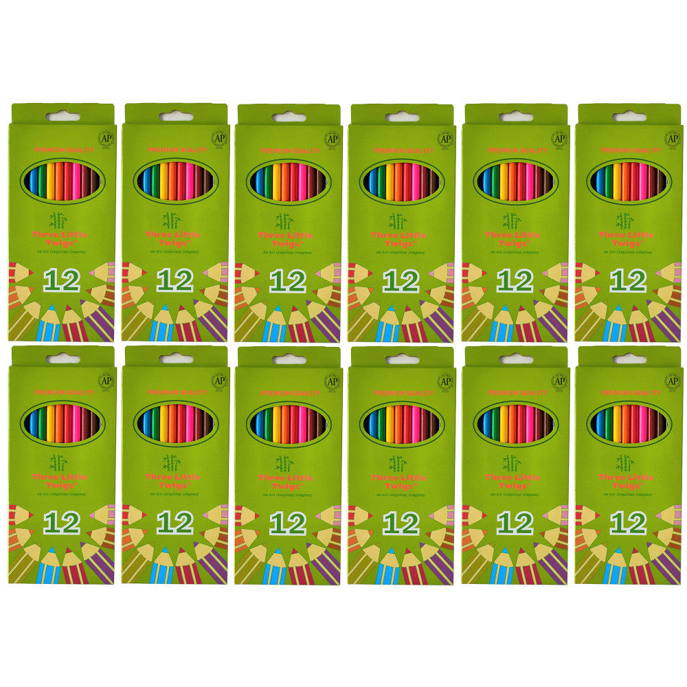 Three Little Twigs Premium Colored Pencil Set - 144 Count in 12 Packs ...