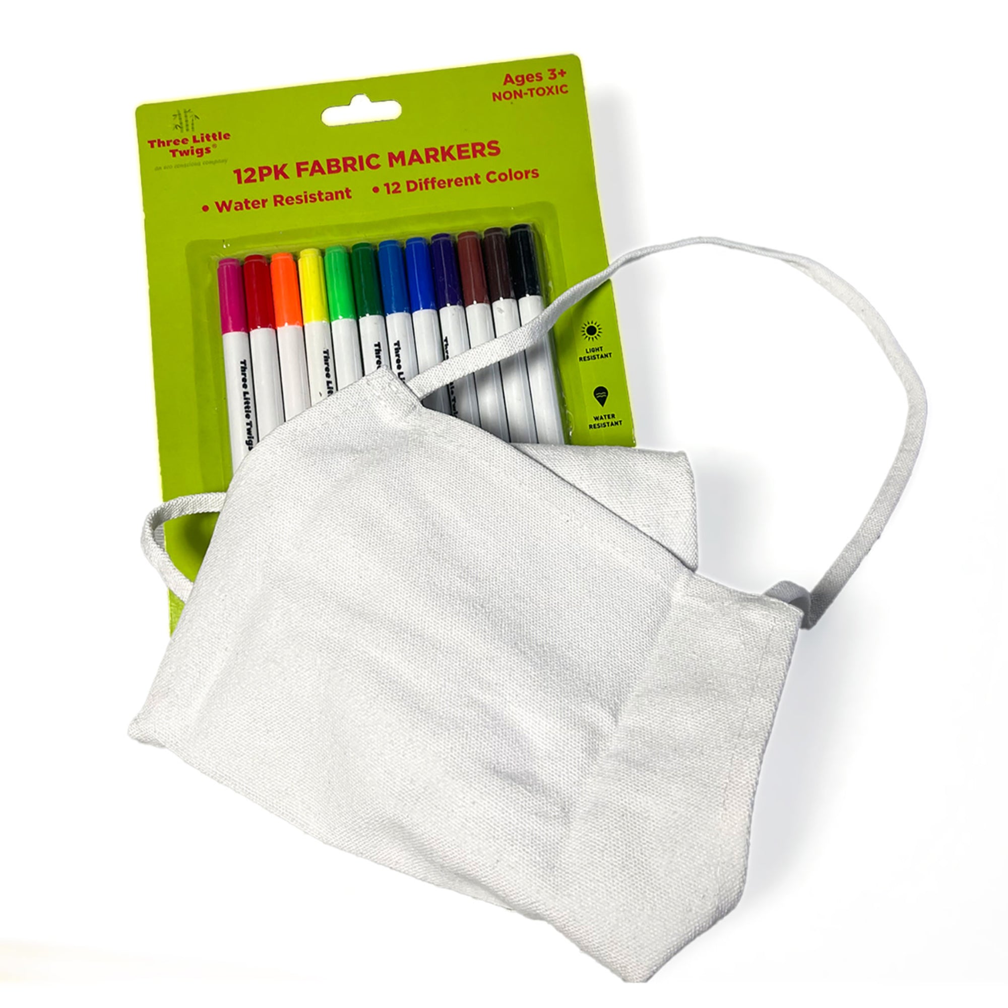 Three Little Twigs DIY Coloring Set: 12 Fabric Markers & Canvas Apron ...