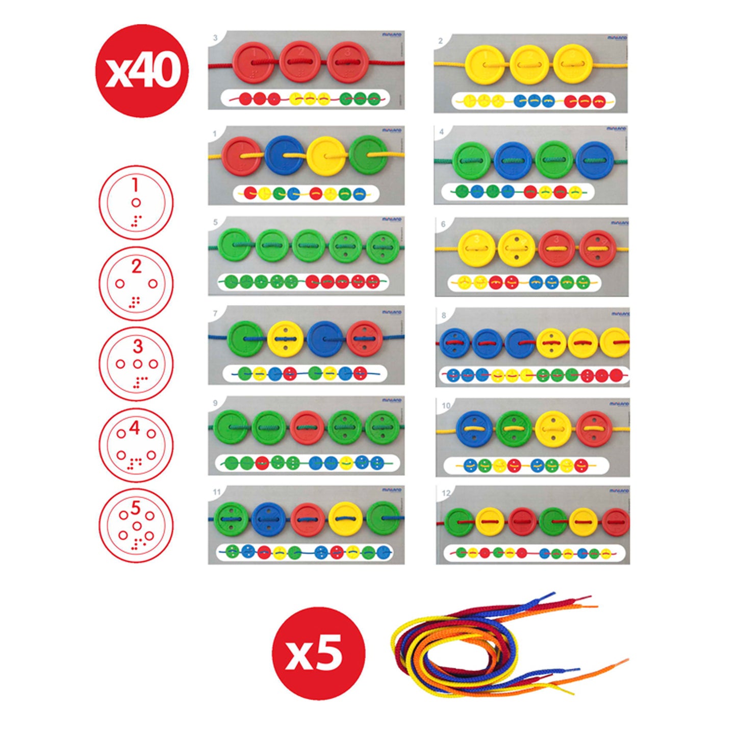 Miniland Educational Activity Buttons Set - 57 Pieces for Learning and ...