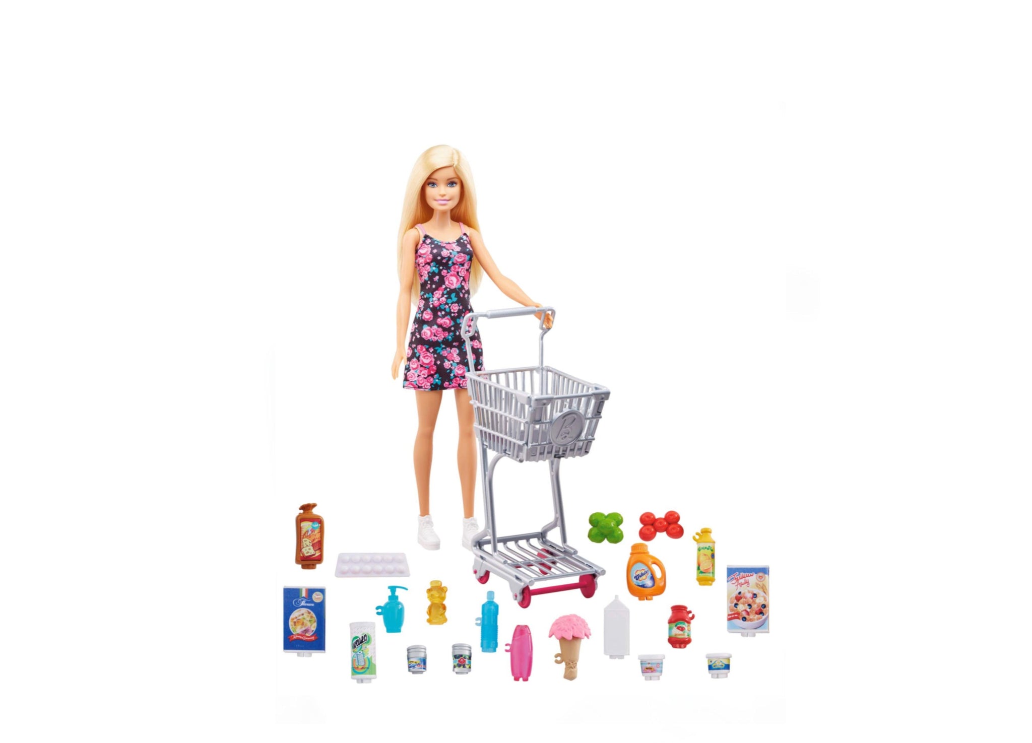 Barbie Supermarket Shopping Playset with Rolling Cart and Accessories ...