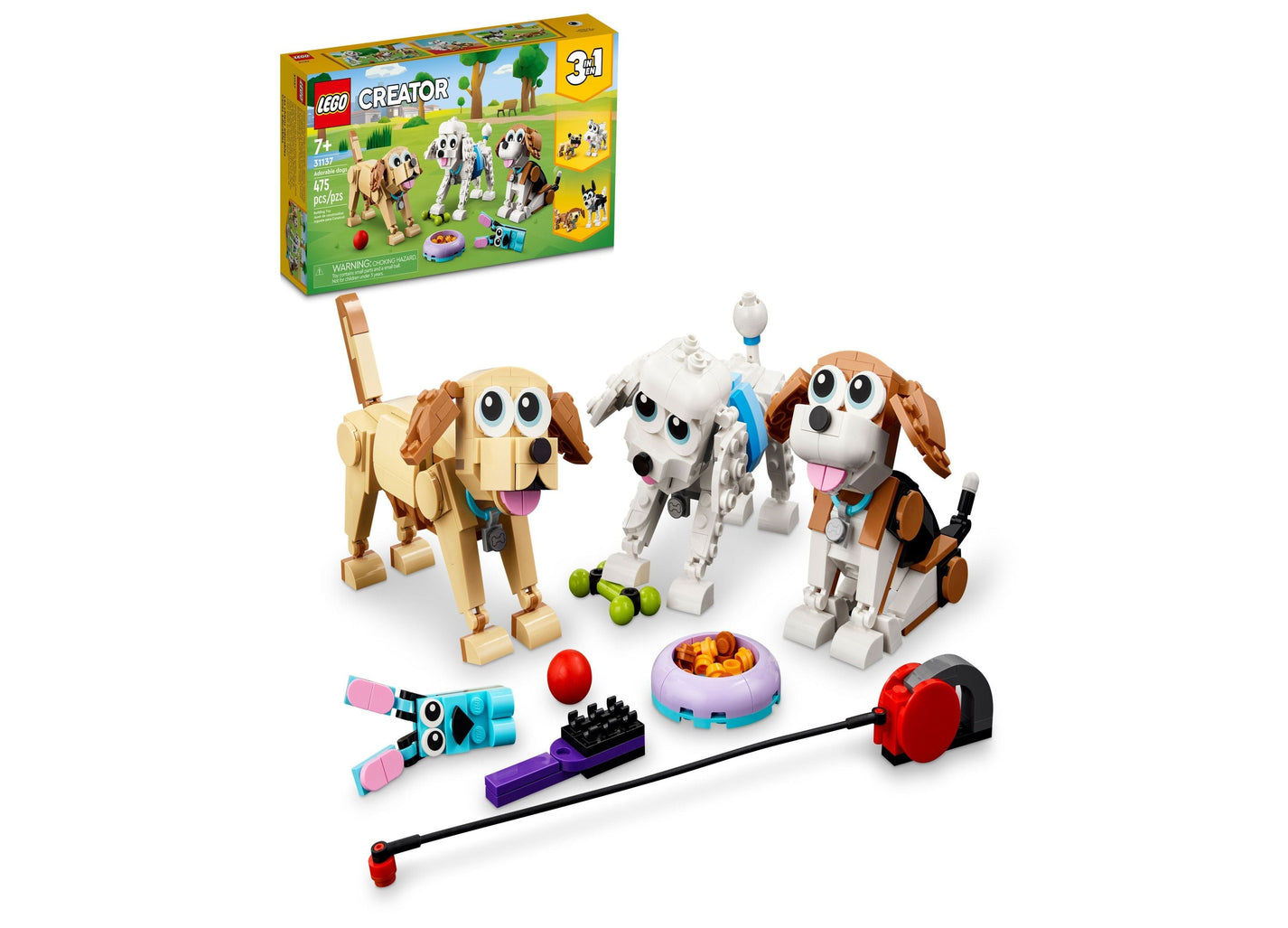 LEGO Creator 31137 3-in-1 Adorable Dogs Building Set - 475 Pieces ...