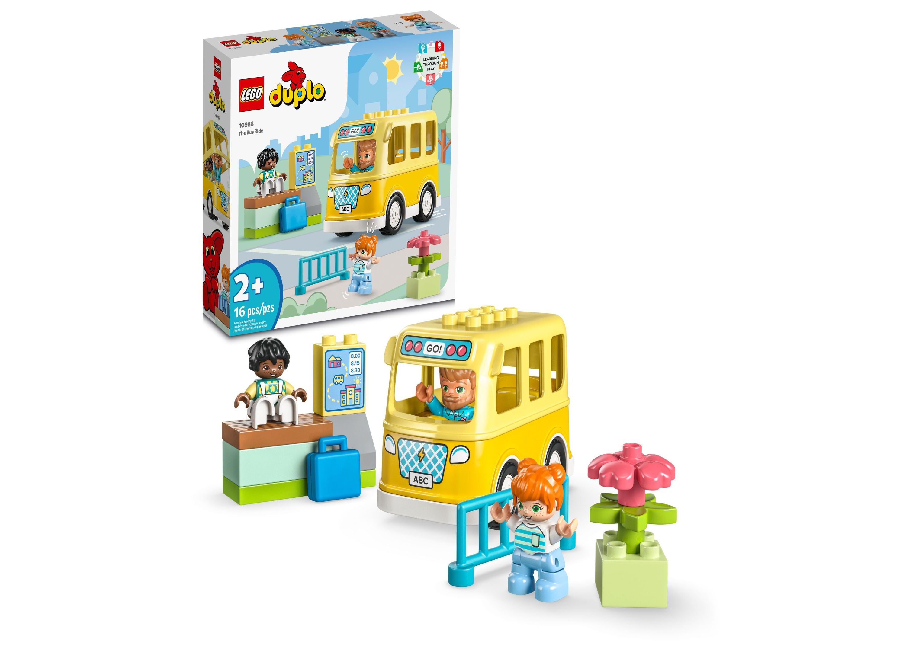 LEGO DUPLO Town 16-Piece Bus Ride Toy STEM Building Set for Toddlers ...