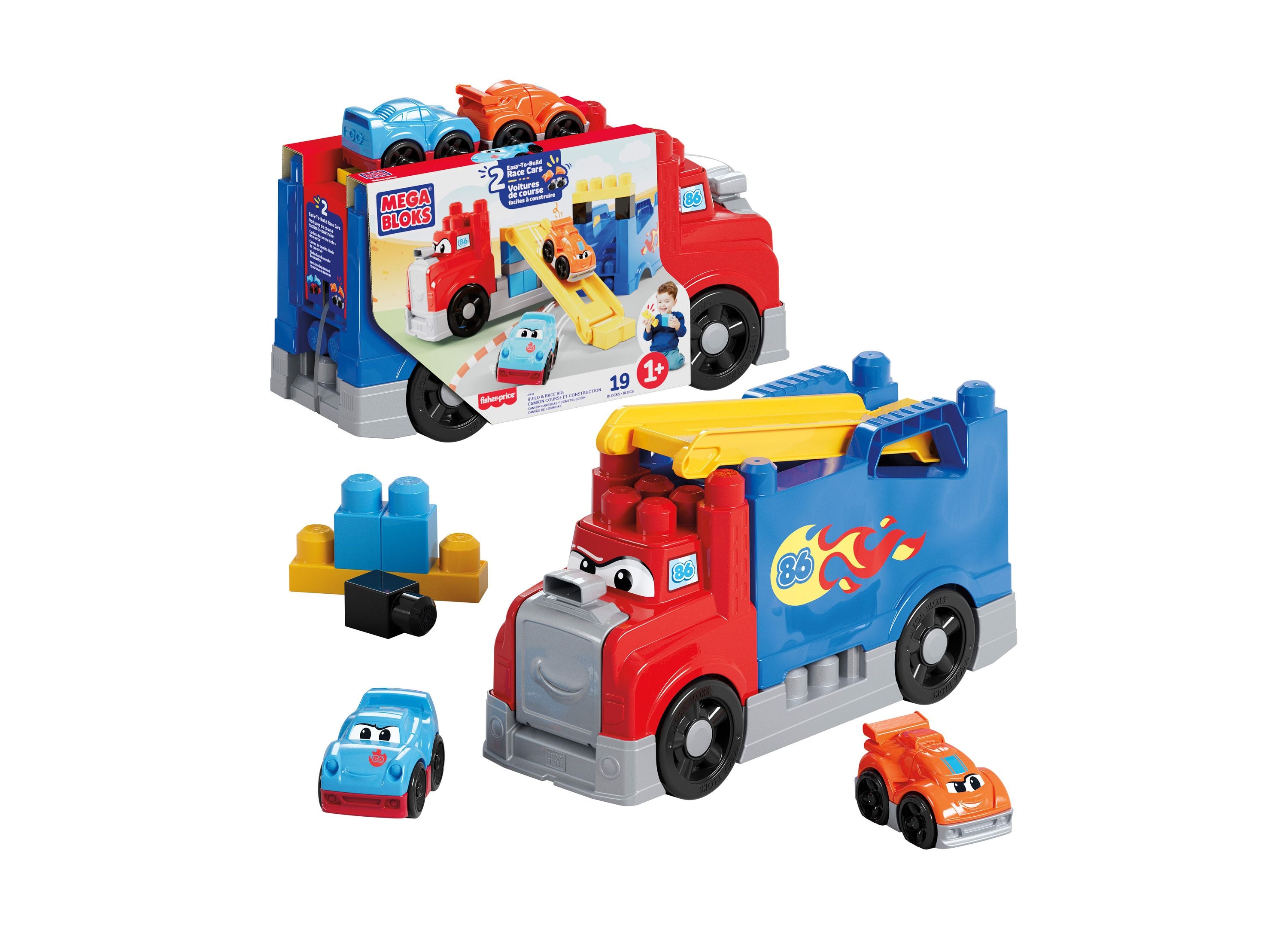 Mega Bloks First Builders Build and Race Rig Toy Blocks, 19 Pieces ...