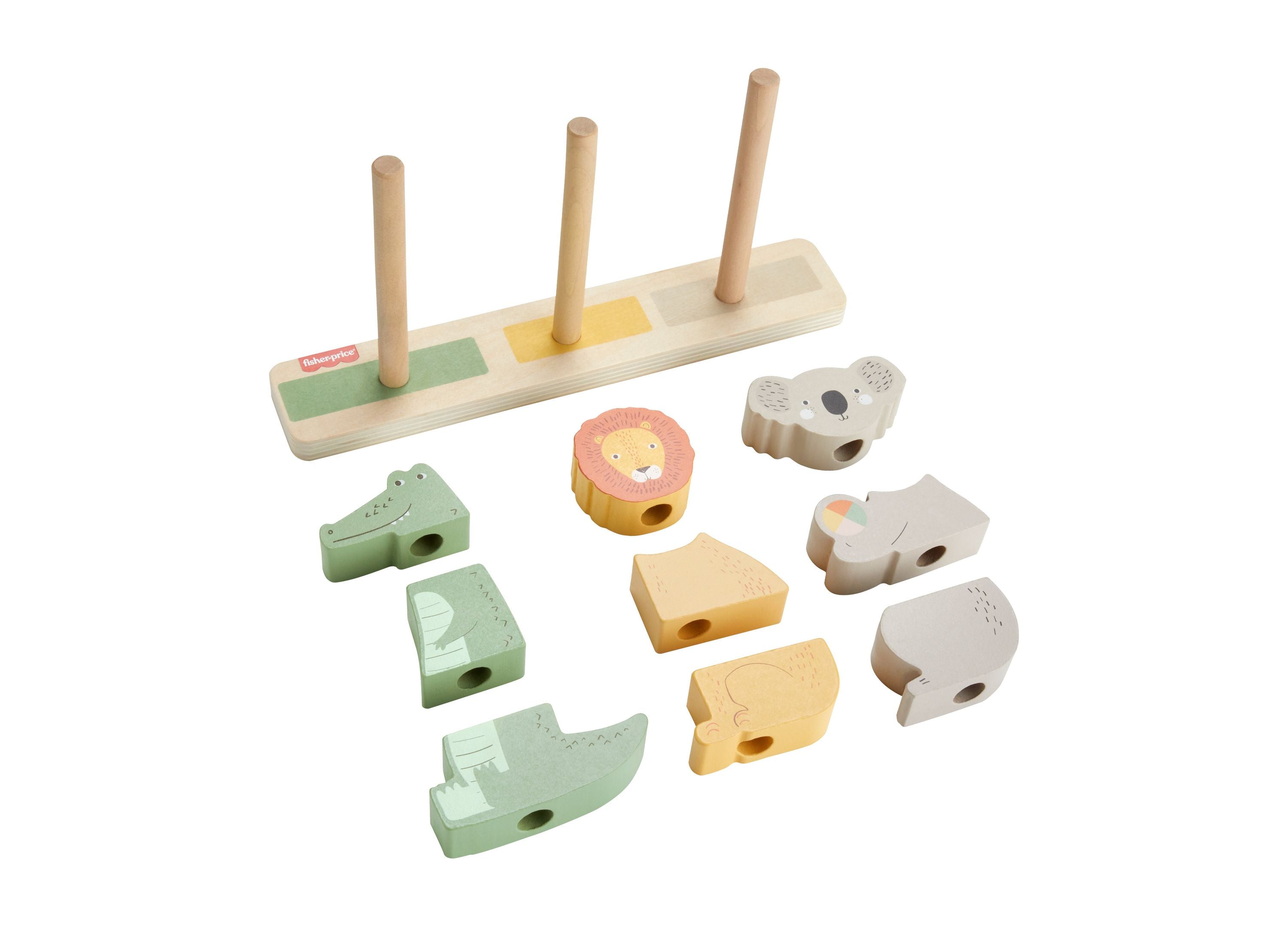 Fisher-Price Wooden Stack & Sort Animals – Eco-Friendly Toddler Toy ...