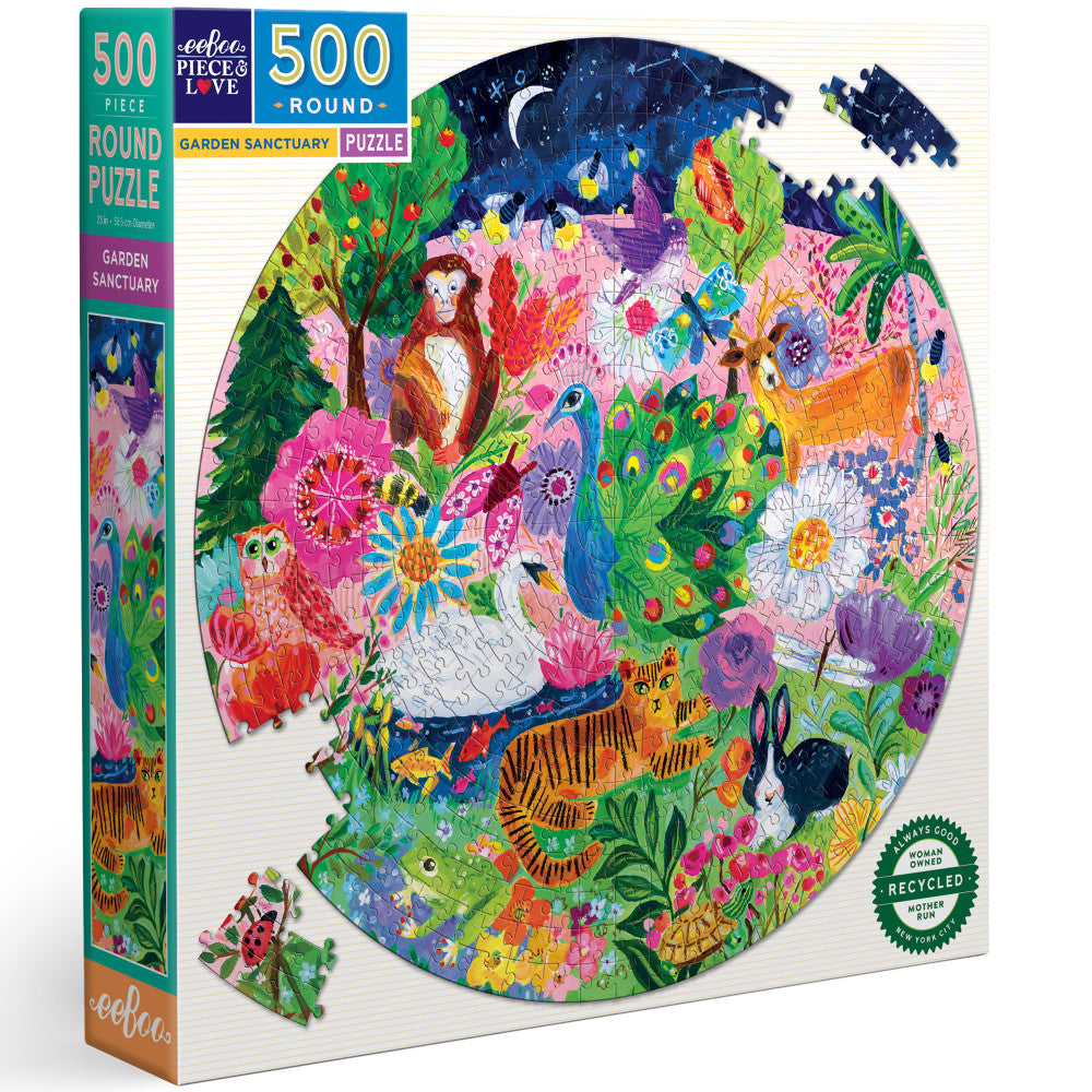 eeBoo Garden Sanctuary 500-Piece Round Jigsaw Puzzle – Toys"R"Us