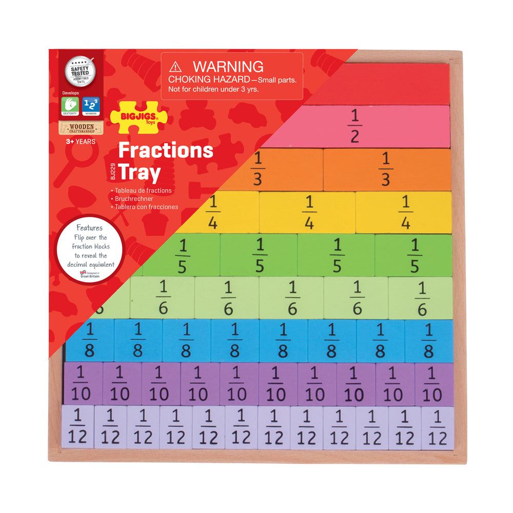 Bigjigs Toys Wooden Fractions Tray - Colorful Educational Math Game ...