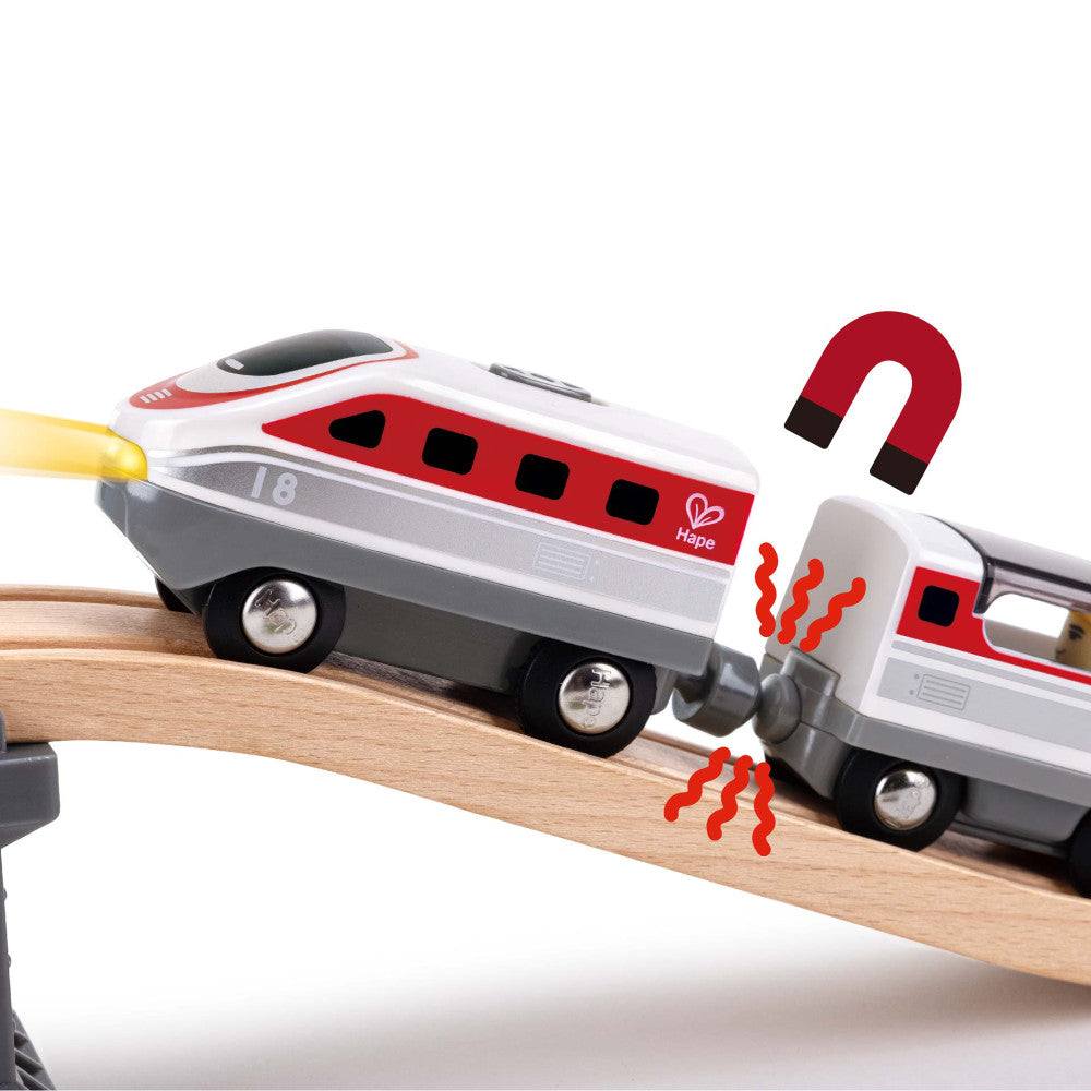 Hape - Intercity Battery Powered Train Set - Red & White Engine with C ...