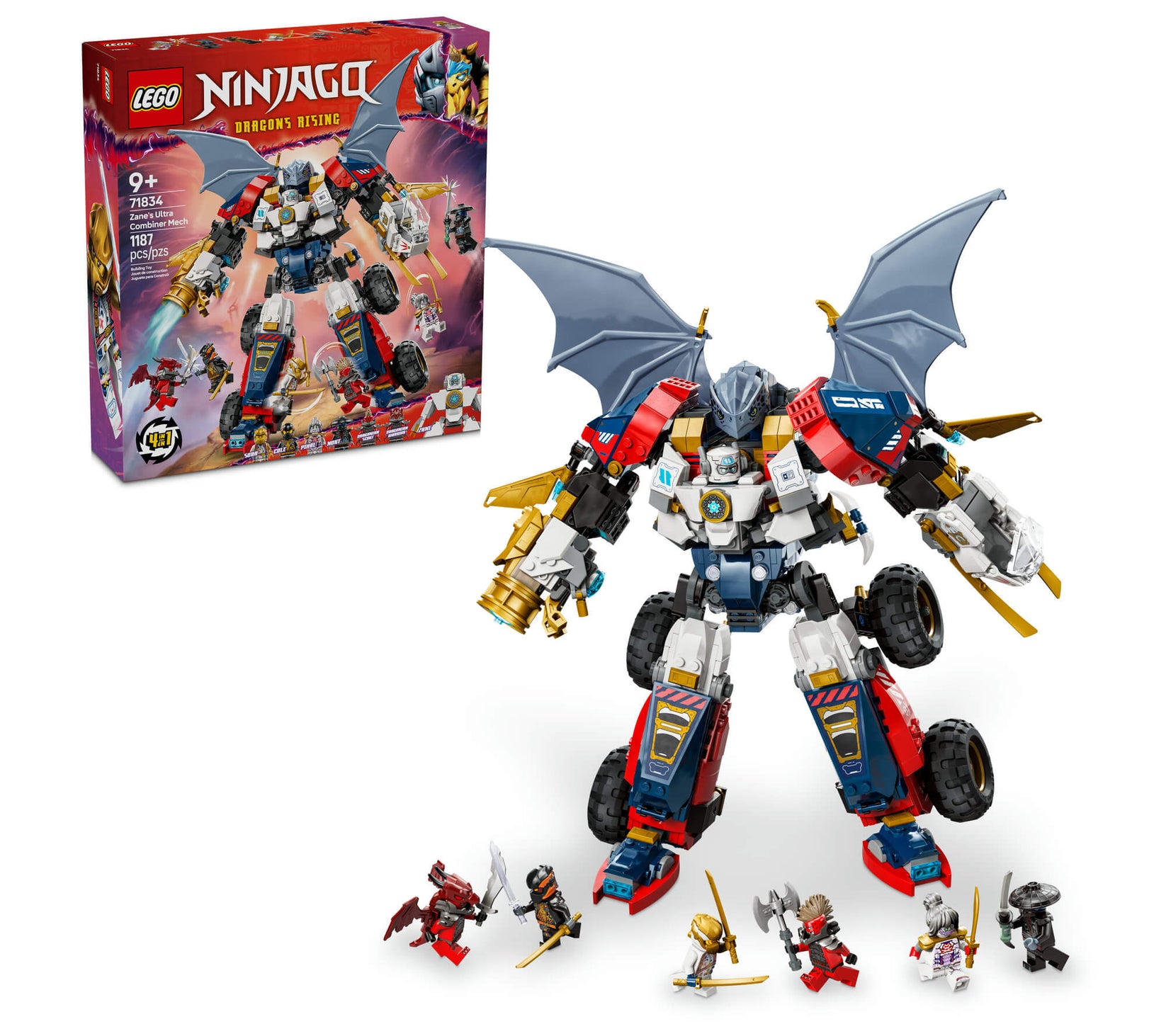 LEGO NINJAGO Zane’s Ultra Combiner Mech 4-in-1 Building Set 71834 ...
