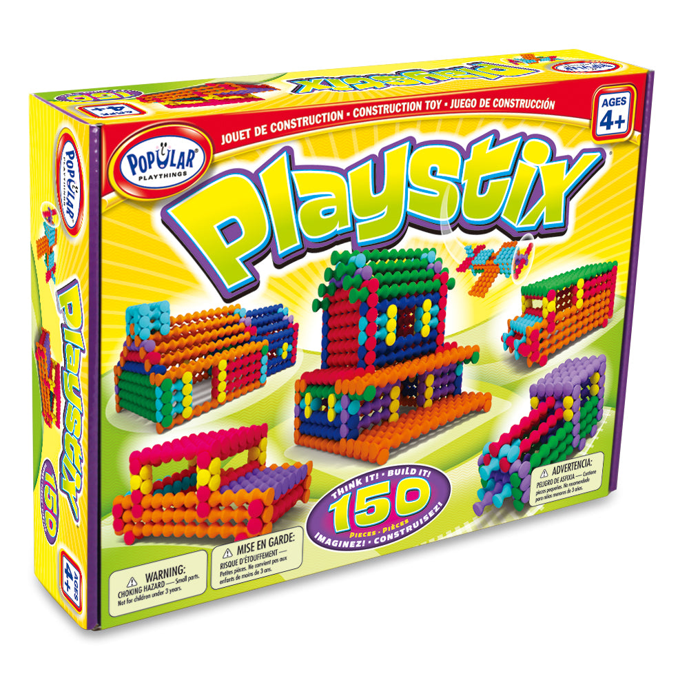 Popular Playthings Playstix 150 Piece Set - Colorful Construction Toy ...