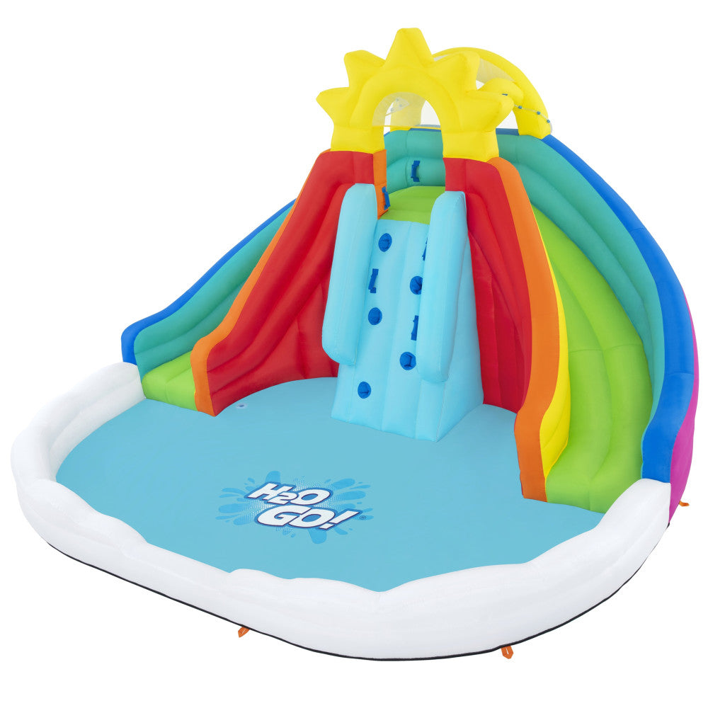 H2OGO Let It Rain Mega Water Park with Dual Slides and Climbing Wall ...