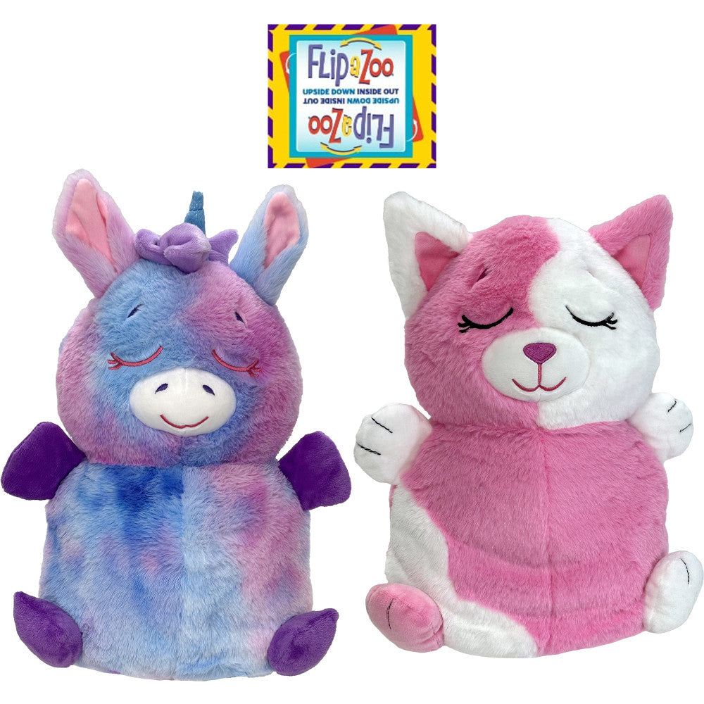 FlipaZoo 2-in-1 Plush - Pink Cat to Rainbow Unicorn - Transforming Stu ...