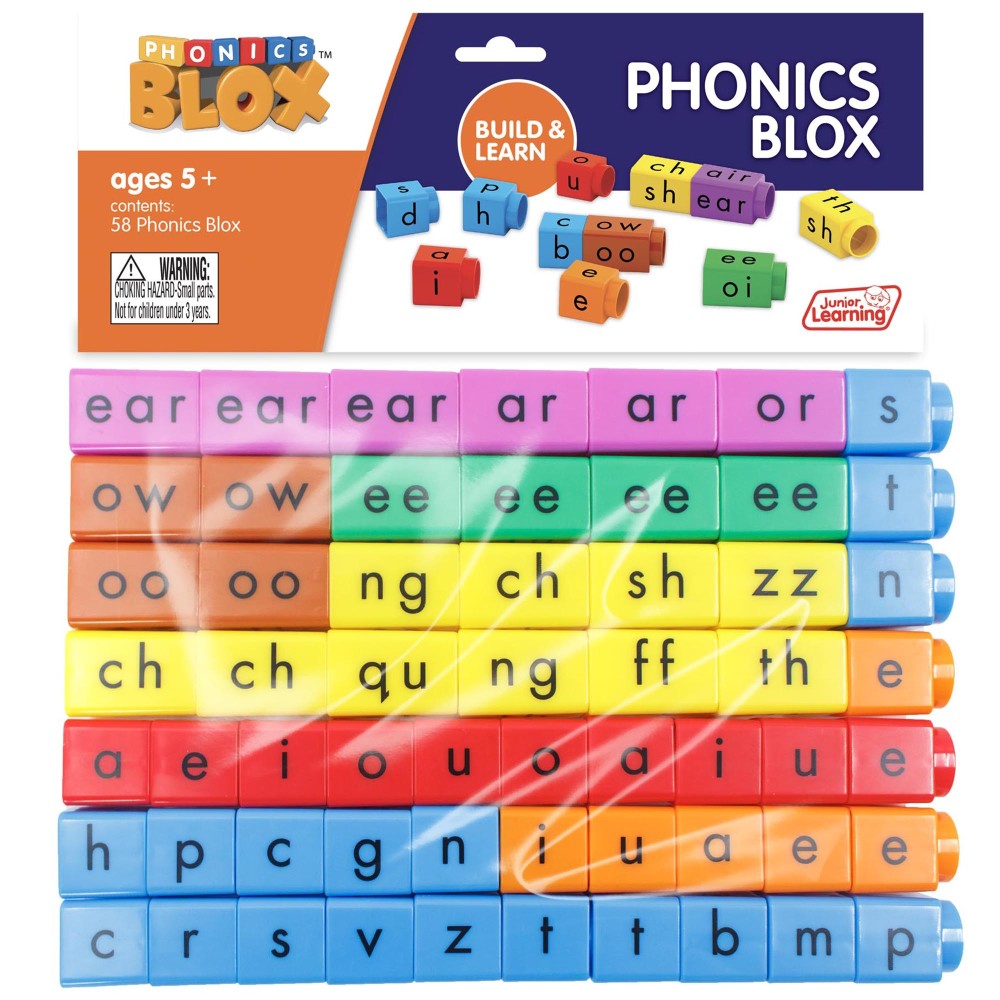 Junior Learning Rainbow Phonics - 58 Color-Coded Phonics Blox Set ...