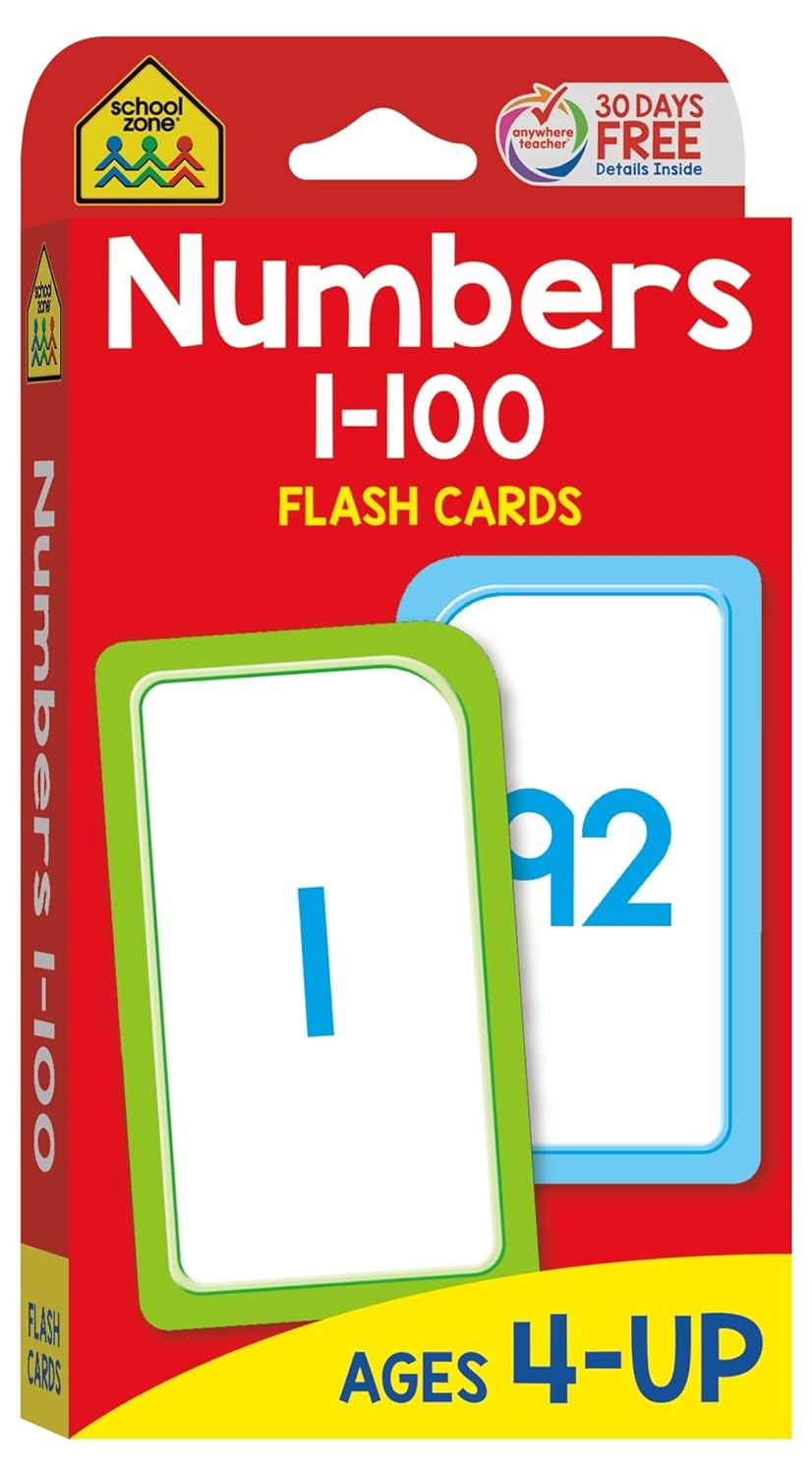 School Zone Numbers 1-100 Counting Flash Cards - Educational Learning ...