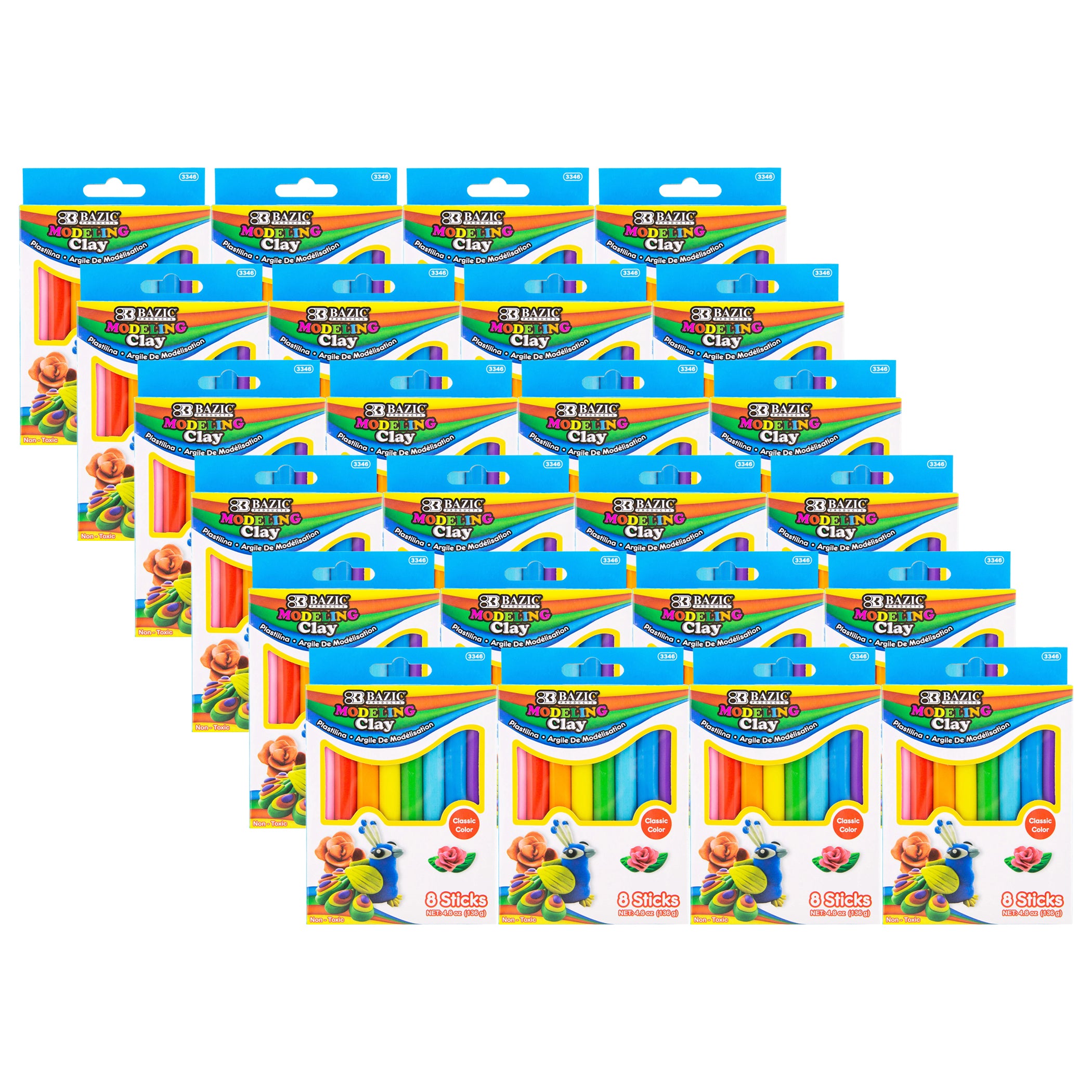 BAZIC Products Rainbow Delight Modeling Clay Sticks - 8 Vibrant Colors ...