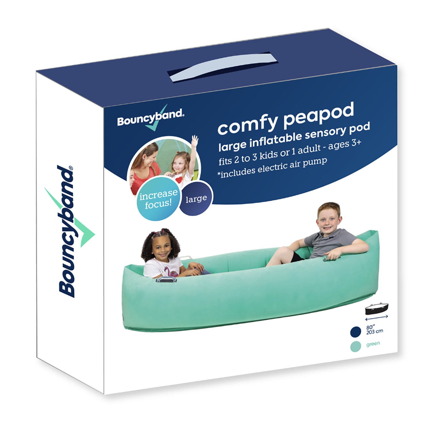 Bouncyband Comfy Peagreen Sensory Peapod - 80 Inch Inflatable Retreat ...