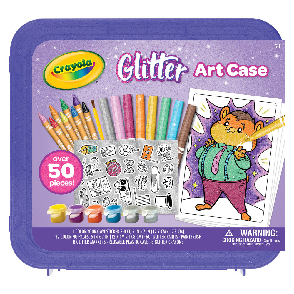 Crayola Sparkling Glitter Art Case - Portable Set with Paints, Markers ...
