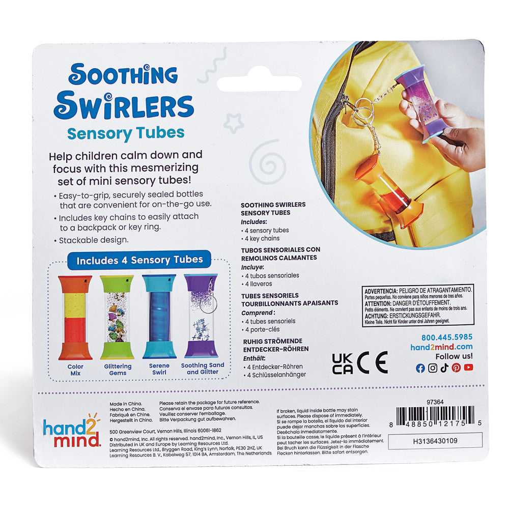 Hand2Mind Soothing Swirlers - Sensory Tube Keychain Set - Multi-Color ...
