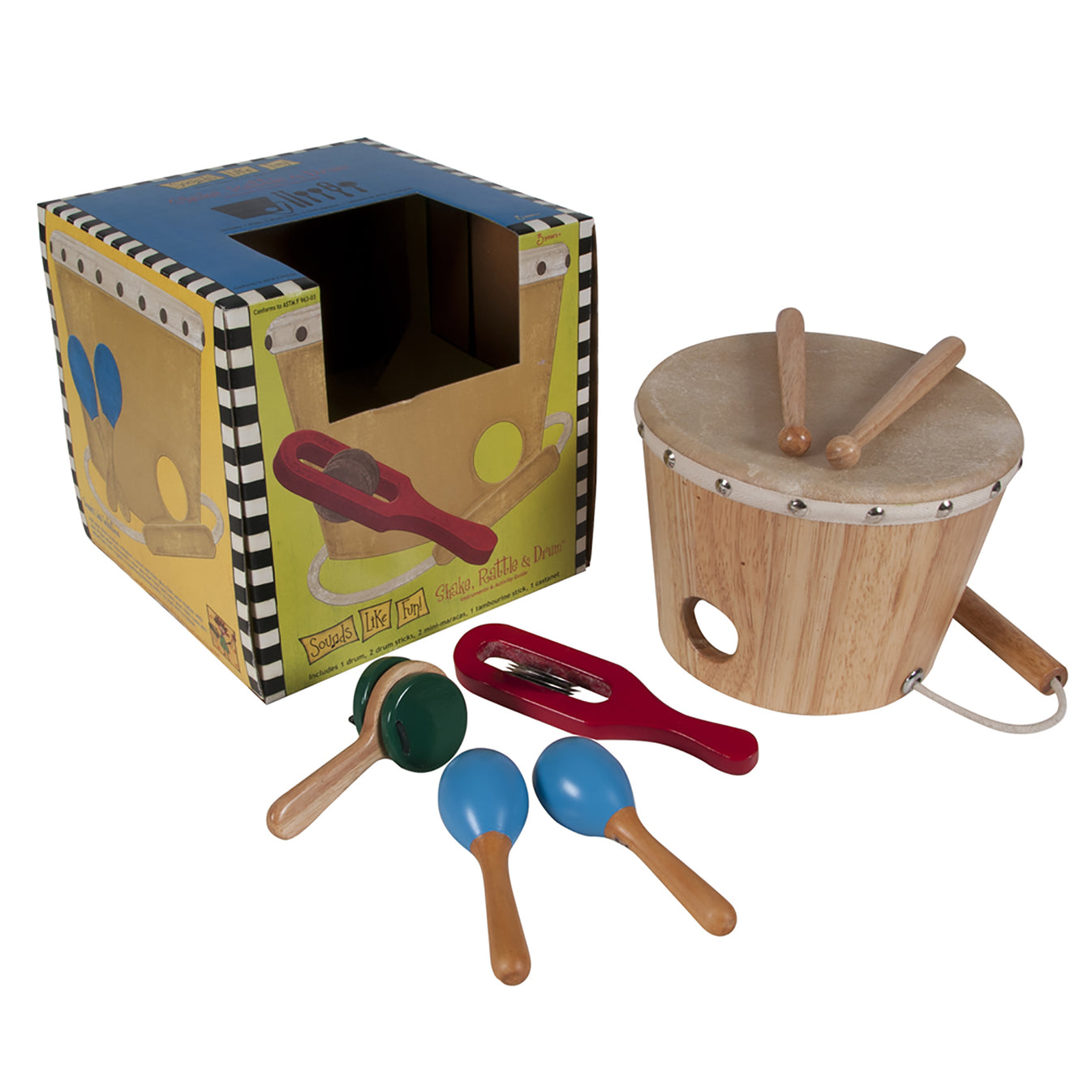 Sounds Like Fun! Wooden Shake Rattle and Drum Set – Toys"R"Us