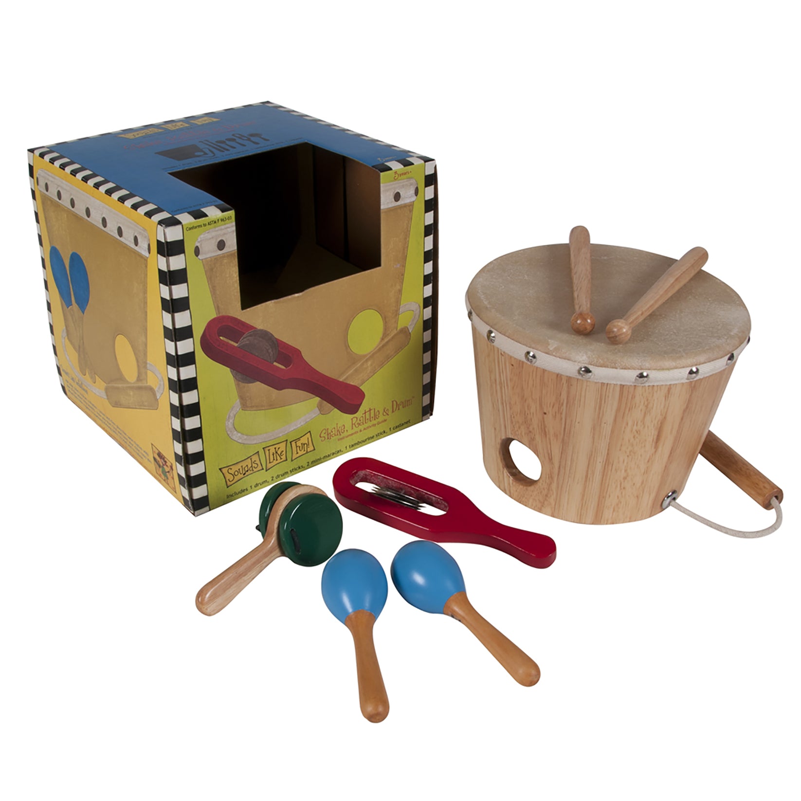 Sounds Like Fun! Wooden Shake Rattle and Drum Set – Toys"R"Us