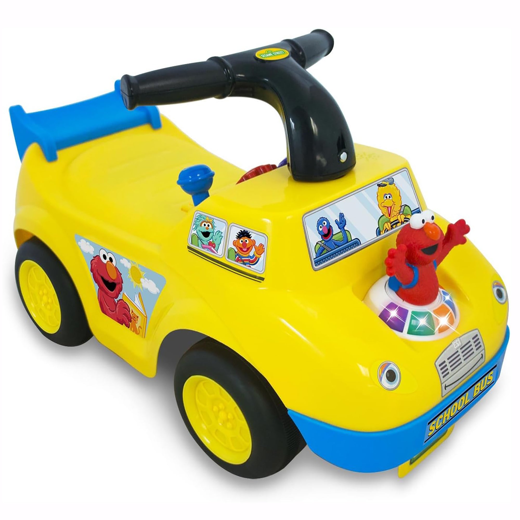 Kiddieland Sesame Street Elmo School Bus Light & Sound Activity Ride-O ...