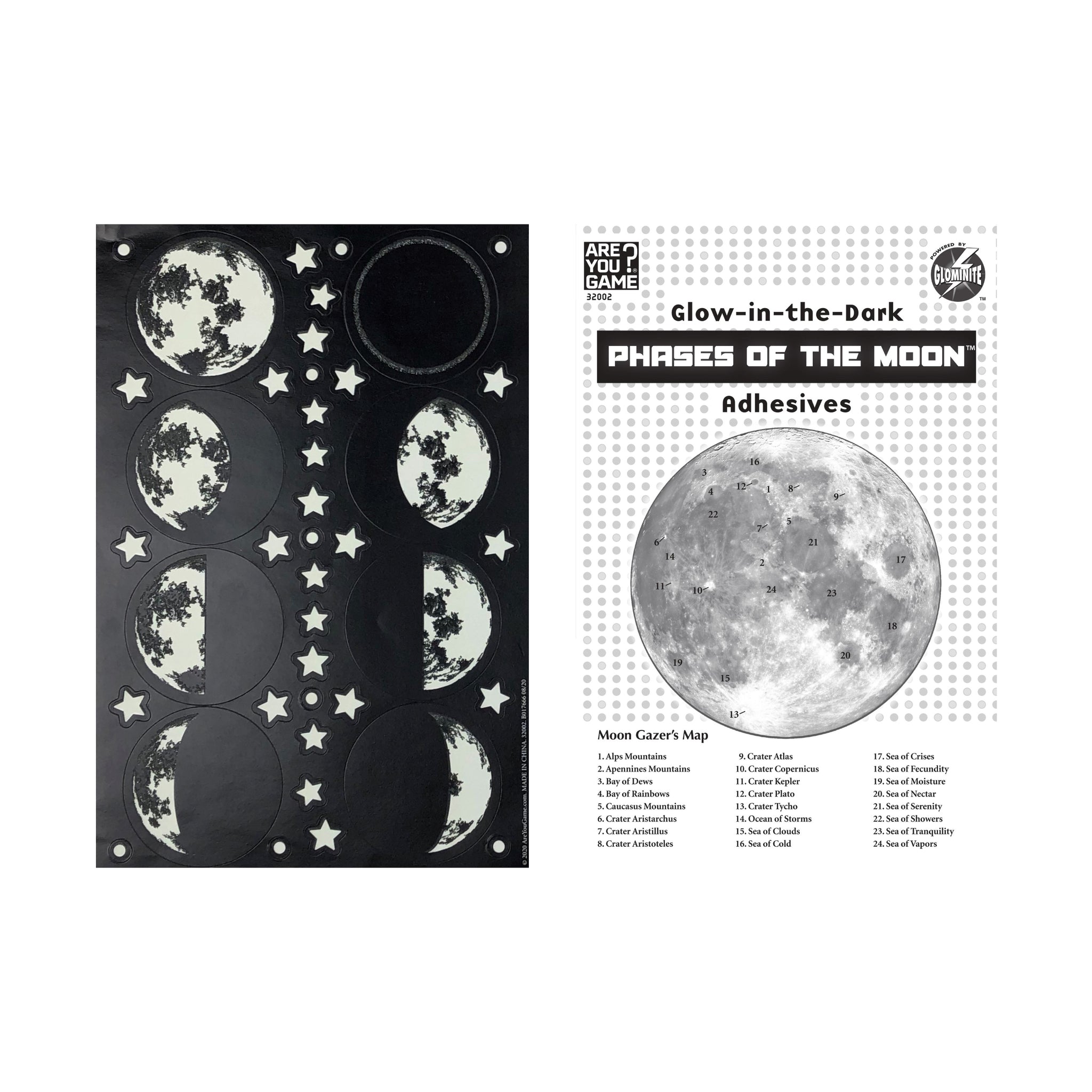 Luminous Moonlight Magic: Glow-in-the-Dark Phases of the Moon Adhesive ...