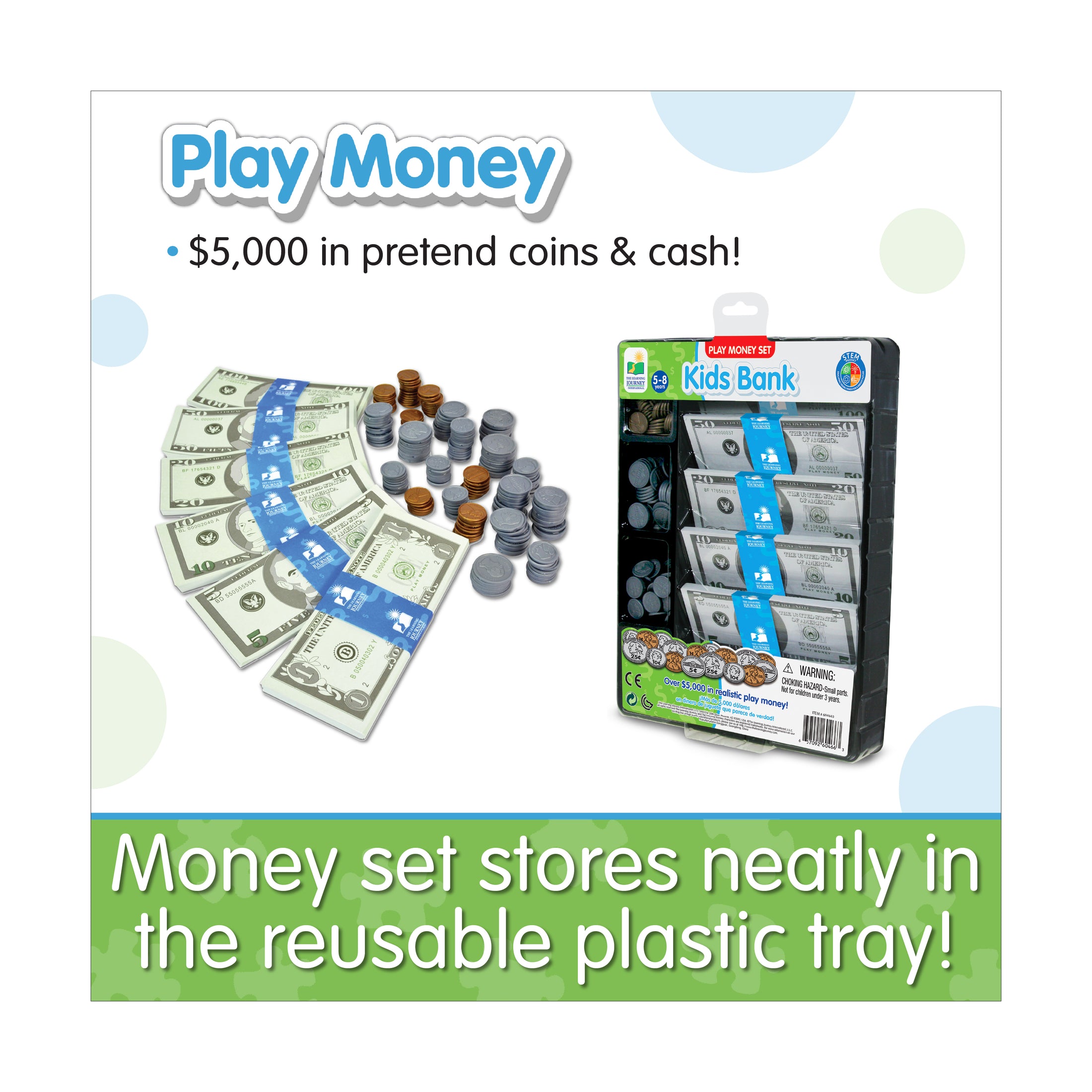 Kids Bank Ultimate Play Money Set - Realistic Toy Cash and Coins – Toys ...