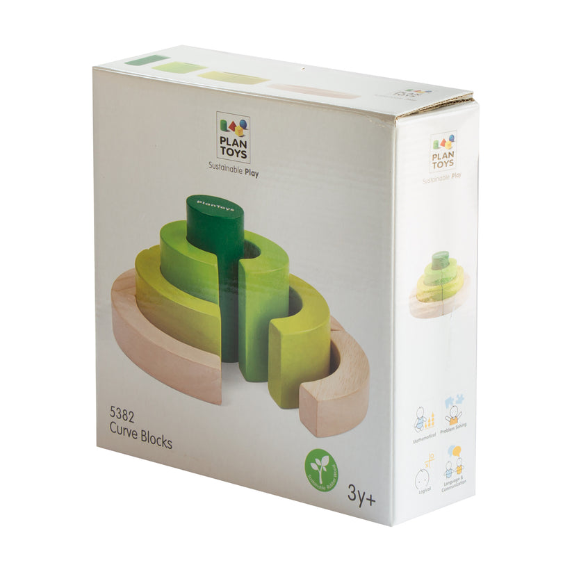 Plan Toys Colorful Curve Blocks Set - Educational Circle Building Game ...